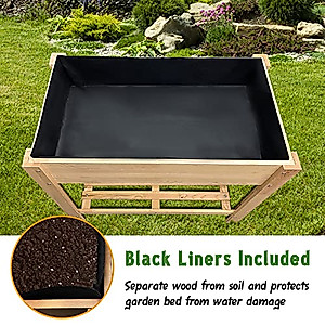 JOYSFIT Raised Garden Bed Kit with Legs | Outdoor Elevated Wood Raised Planter Box with Storage Shelf for Herbs, Vegetables and Flowers Outdoors-Naturally Rot-Resistant(34’’x19’’x30’’) (Natural Wood)