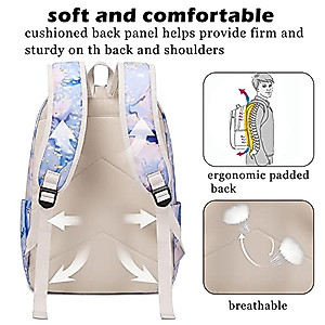 SHEEYEE School Backpack for Teen Girls Kids Bookbags with Lunch Box Set Students Laptop Travel Marble Backpack