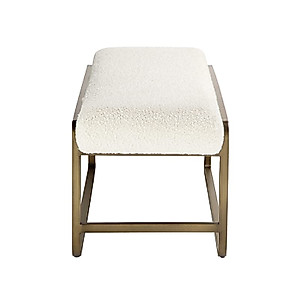 American Home Classic Cole Modern Stainless Steel/Boucle Bench in Brass/Ivory
