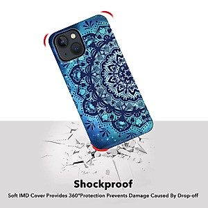 Hi Space Case Compatible with iPhone 15 Plus 2023 6.7 Inch, Slim Shockproof Full Body Rugged Hard Protective Cover, Datura Mandala