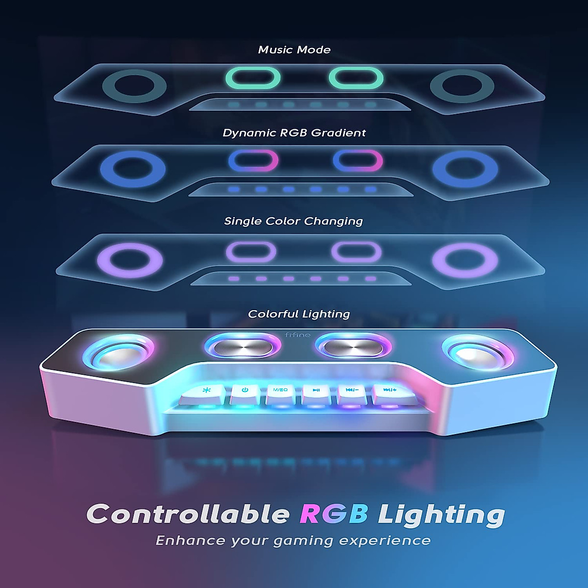 FIFINE Computer Speaker and Gaming Headset, Gaming Headphones for PC-Wired Headphones with Microphone-7.1 Surround Sound for Laptop,Bluetooth Wireless RGB Speaker for PC Desktop Laptop Phone (A16W+H6