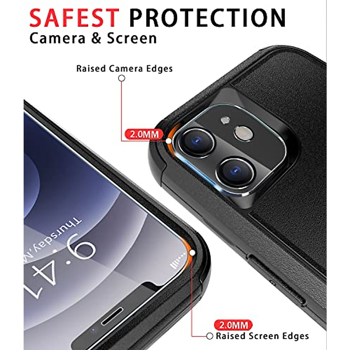 Diverbox for iPhone 12 case [Shockproof] [Dropproof] [Tempered Glass Screen Protector],Heavy Duty Protection Phone Case Cover for Apple iPhone 12 (12-Black-3in1)