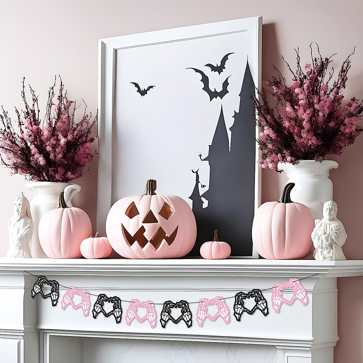 Bride or Die Bachelorette Banner, Gothic Engagement Banner with Skeleton Heart Garland for Halloween Bride to be Bridal Shower Decoration