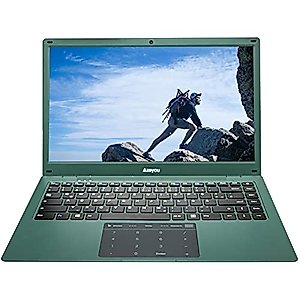 Azeyou Newest 14.1" Thin Light Business Student Laptop Computer, up to 2.8GHz Celeron N4020 Processor, 4GB DDR4 RAM, 64GB Storage, 2MP Webcam, WiFi, Bluetooth, Windows 11 Laptop Green