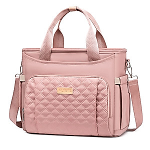 AIJIEKE Lunch Bag for Women, Insulated Lunch Box Tote Bag for Work, Extra Large Wide Open Leak Proof Cooler Bag with Shoulder Strap & Side Pockets for Picnic Hiking Beach, Pink