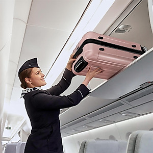 FOCHIER F Carry On Luggage Airline Approved with Spinner Wheels,PC+ABS, 20inch Hard Shell LIghtweight Small Travel Suitcase Carry-On Suitcase With Wheels & TSA Lock,Rose Gold