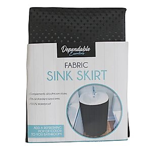DI Home & Style Dependable Industries Fabric Print 100% Polyester Sink Skirt Hides Pipes Adds Bathroom Storage Space Black Diamond