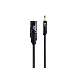 Monoprice XLR Male to 1/8in TRS Male Connector - 6 Feet - Black, Heavy Gauge 24AWG On Tour Cables, Gold Plated Connectors - Stage Right Series