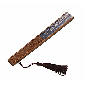 Amajiji Charming Elegant Modern Woman Handmade Bamboo Silk 8.27" (21cm) Folding Pocket Purse Hand Fan, Collapsible Transparent Holding Painted Fan with Silk Pouches/Wrapping. (CZT-06)