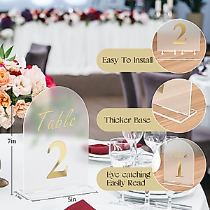 Kintkita Wedding Table Numbers 1-15, 5 X 7 Inch Acrylic Table Numbers for Wedding Reception Display,Gold Table Number Wedding Signs Stand For Anniversary, Event, Party,Wedding Table