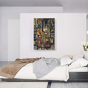 ARTCANVAS Violin and Grapes 1912 Canvas Art Print Stretched Framed Painting Picture Poster Giclee Wall Decor by Pablo Picasso - 40" x 26" (0.75" Deep)