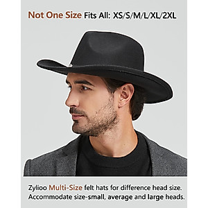 Zylioo Oversize XXL Felt Cowboy Hats,Large Western Hat Warm,Unisex Shapeable Wide Brim Fedora Hat with Belt Buckle