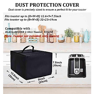 NUENSS-ROR Toaster Cover Waterproof Heat-Resistant Dust-proof Cover Case 2-Slice Toaster Protective Sleeve with Convenient Handle for BLACK+DECKER 2-Slice Toaster T2569B (12.6"D×9"W×7.5"H)