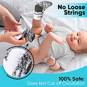 Hula Home 6-Pack Luxury Organic Cotton Blend Terry Anti-Slip Baby Socks for Infants 6-12 Months Boys and Girls, Fold-Over Cuffs and Anti-Skid Non-Slip Grips, Eco-Friendly Frustration-Free Packaging