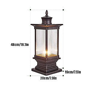 MODEBHD Outdoor Post Lights Bronze Fixtures，Balcony Pillar Lamp Outdoor Courtyard Waterproof Column Lamp Continental Wall Lamp Villa Door Lamp Aluminum Decorative Columns Post Lantern