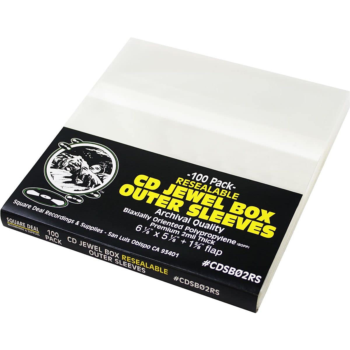 Square Deal Recordings & Supplies - CD Sleeves - RESEALABLE Premium 2mil Thick - Archival Quality, Crystal Clear - Holds 1 Standard 10.4mm CD Jewel Box (1000 Sleeves)