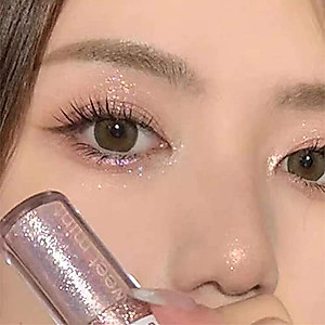 Go Ho Glitter Eyeshadow Makeup,Liquid Glitter Under Eye Shadow Bling,Glitter Eyeliner Diamond Sparkle Eye Stick,Shimmer and Shine Makeup Glitter Lip Gloss for Women Korean Makeup,01# Pink Purple