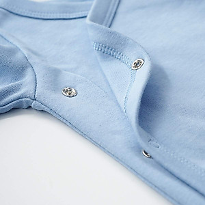 SYCLZ Unisex-Baby 100% Cotton Long Sleeve Side-Snap Shirts Soild Color Kimono Tees 0-12M (3-6M, Blue/Green/Gray)