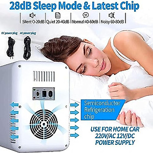 GaRcan Mini Fridge With Mirror, With Led Mirror, 8L Capacity Vanity Fridge, Chill Or Heat, Ac 220v, Dc 12v Beauty Care Fridge, For Desktop Or Travel,White (Pink)