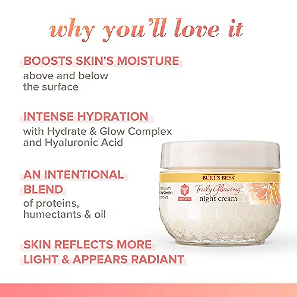 Burt's Bees Truly Glowing Moisture Bundle - Face Cleanser 6 Ounces and Night Face Cream 1.8 Ounces