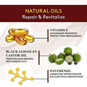 Black Jamaican Castor Oil With Vitamin E And Panthenol Helps Soothe Scalp&Skin Improves Blood Circulation Helps Naturally Grow Healthy Hair,Balances Oily Hair,Stimulate Hair Follicles For all Hair&Skin Types Made in USA 2oz