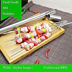 Killer's Instinct Outdoors Flat Metal Grilling Skewers Wider Thicker Stainless Steel Reusable BBQ Sticks Barbecue Skewers 14’’0.16’’0.05’’ Set of 24 Barbecue Sticks Metal Kebab Skewers For Grilling
