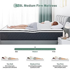 Full Size Mattress, SZSL 12" Hybrid Memory Foam and Individual Pocket Springs Mattress for Comfy Support and Pressure Relief, Medium Firm Mattress in a Box, Motion Isolation, CertiPUR-US Certified
