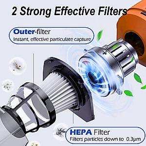 Vestynska Handheld Vacuum Cordless, 8Kpa Super Cyclonic Suction Car Vacuum, Small Cordless Rechargeable High Power, Run Up to 30mins, Fast Charge, 70W, for Home Sofa Pet Hair Car(Brown)