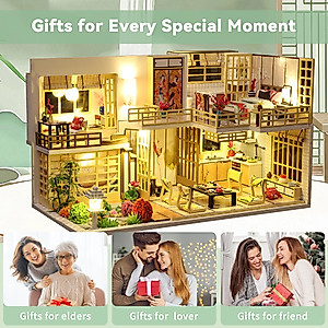 Flever Dollhouse Miniature DIY House Kit with Japanese Style, Creative Room with Furniture for Romantic Valentine's Gift (Quiet and Elegant Residence)