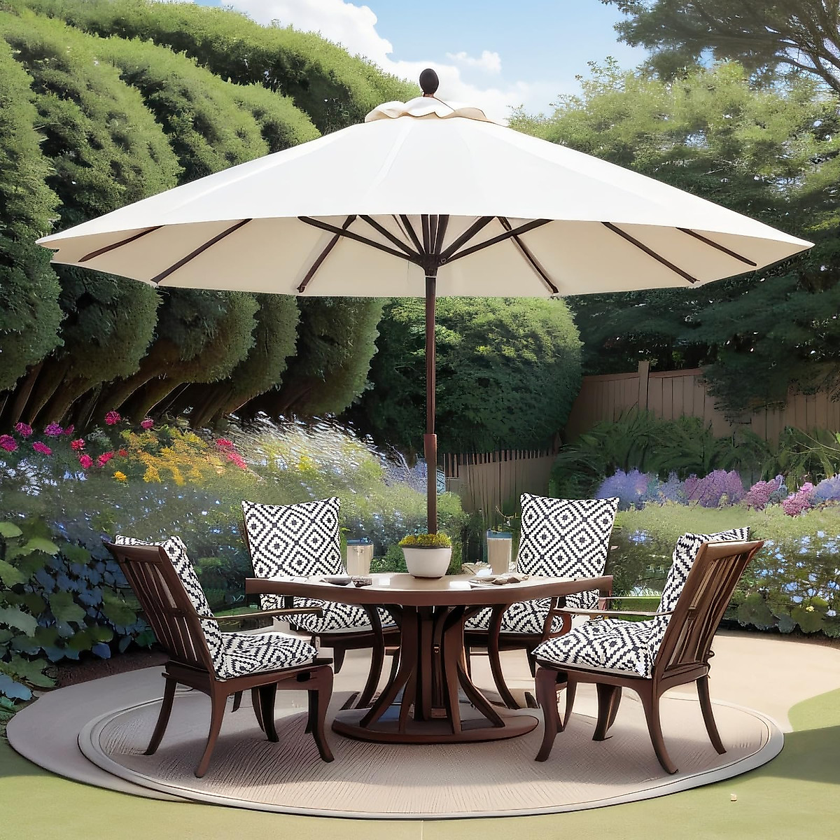 Barydat 4 Pcs Outdoor Patio Chair Cushions, 19.7 x 39.4 Inch Black and White Grid Square Dining Seat Back Chair Cushions with Tie Buffalo Plaid Indoor Outdoor Cushions for Patio Furniture