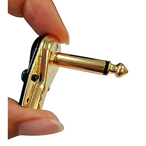 zdyCGTime DIY 6.35MM 1/4" Mono Male 90 Degree Right Angle Pancake Style Plugs Connectors for Speaker,Patch Cable,Snakes Golden Plated TS Male Mono 1/4 Inch Phono 6.35mm Phone Microphone Plug(4 pack)