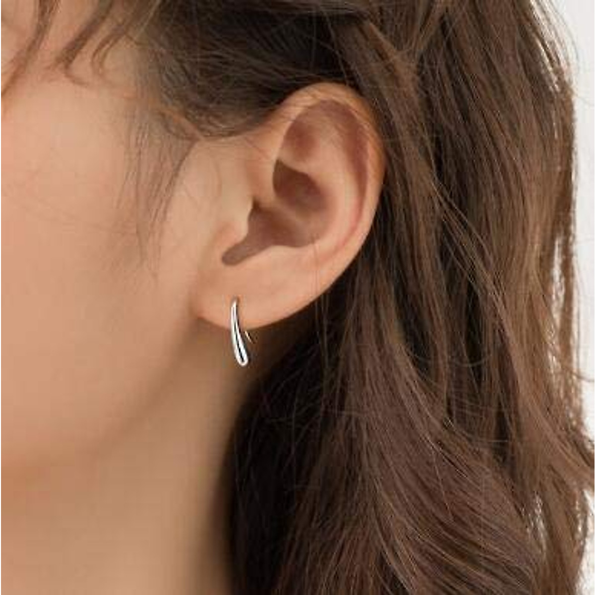 Women Fashion Teardrop Back Earrings,Small Sterling Sliver Plated Classic Dangle Hoop Earring Thread Drop Earrings