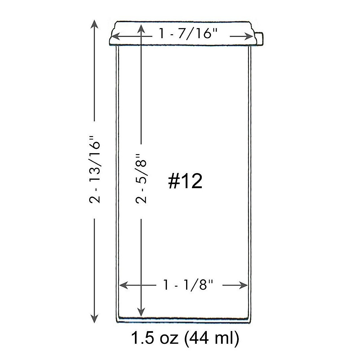 Graduated Vial - Clear Polystyrene Measuring Container, 12 Dram/40 ml, with Snap Caps (12)