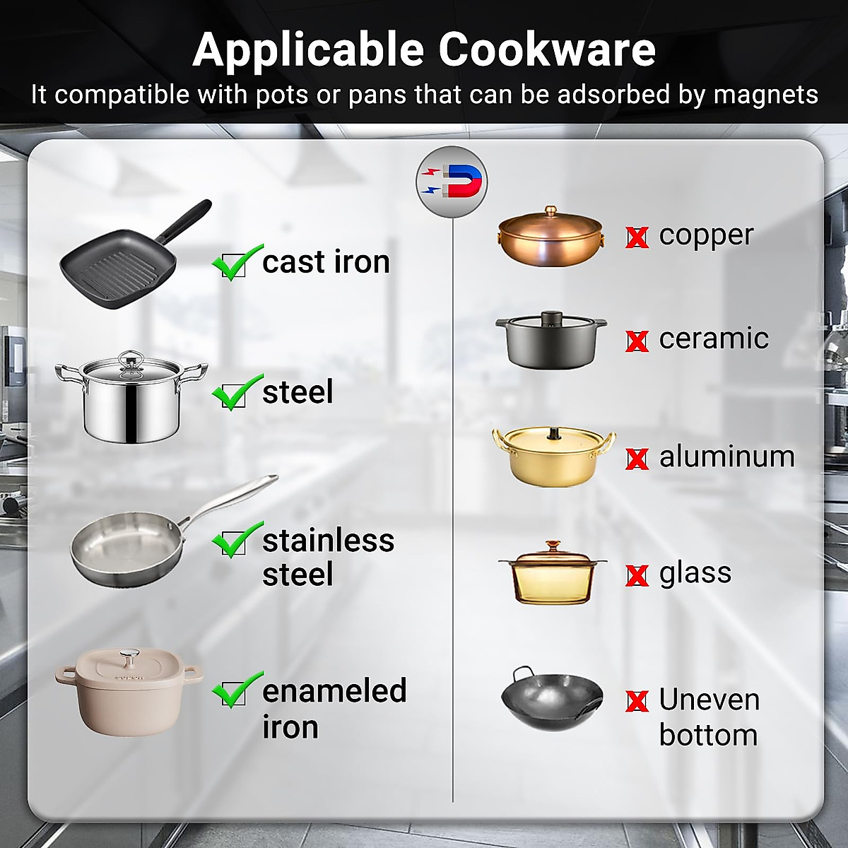 AMZCHEF Induction Cooktop Commercial, Professional Portable Induction Burner, 1800W Countertop Stove Burner with ETL-Certified Induction Hot Plate 3 Hours Timer,8 Temperature & Power Levels,LCD Screen