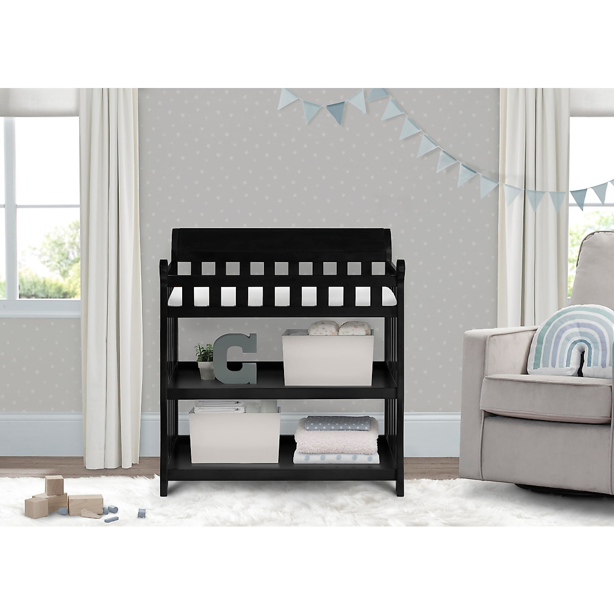 Delta Children Eclipse Changing Table, Ebony Black