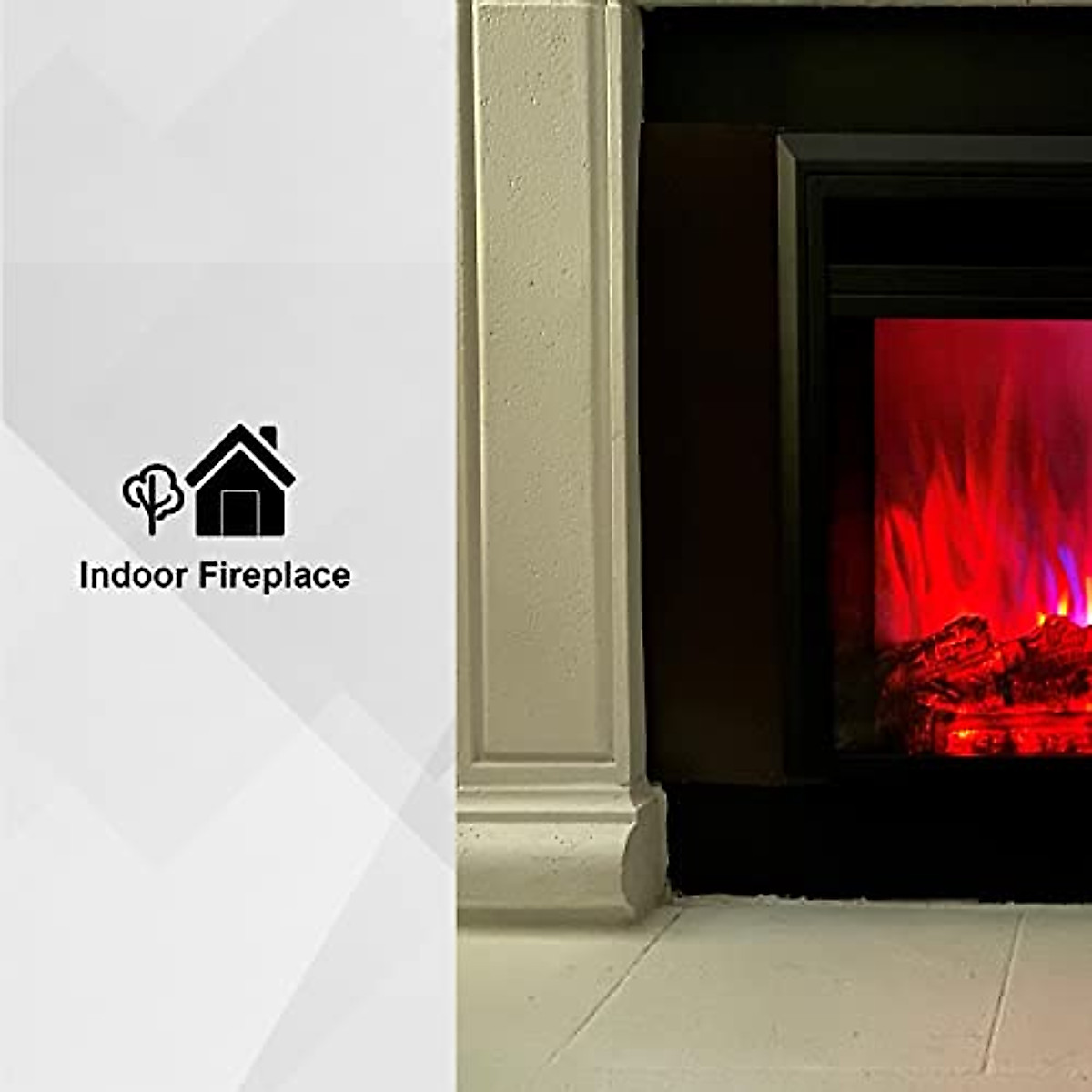 XBrand 28 Inch Long Black Glass and Steel Indoor Insert Electric Fireplace Heater with Remote Control, LED Rolling Flame Effect, and Temperature Limiting Control