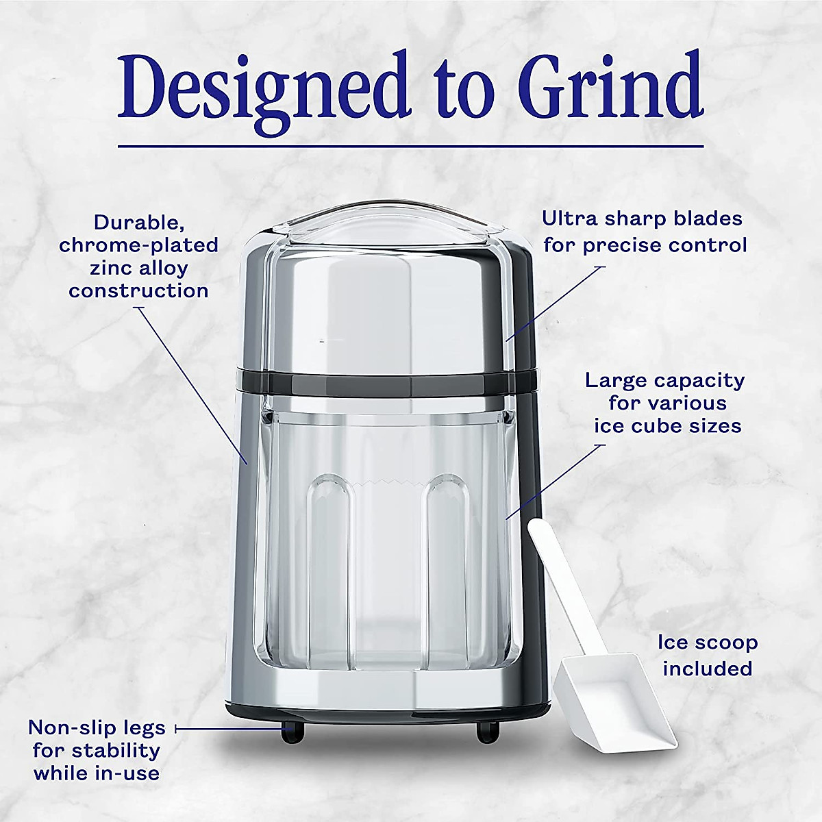 XKONG Manual Ice Crusher With，Ice Crusher ，Manual Rotary Ice Crusher，Crushes Ice to Your Desired Fineness ，Non-Slip Easy to Use Ice Crusher Hand Crank
