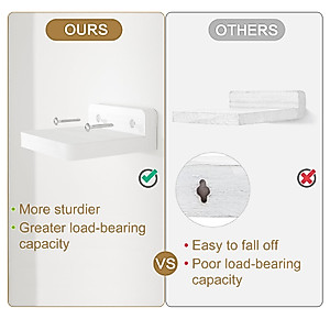 SRIWATANA Small Floating Shelves Wall Mounted, 4 Inch Wood Shelf for Decoration and Storage Set of 8, Mini Display Shelf for Bedroom, Bathroom, Kitchen, Office (White