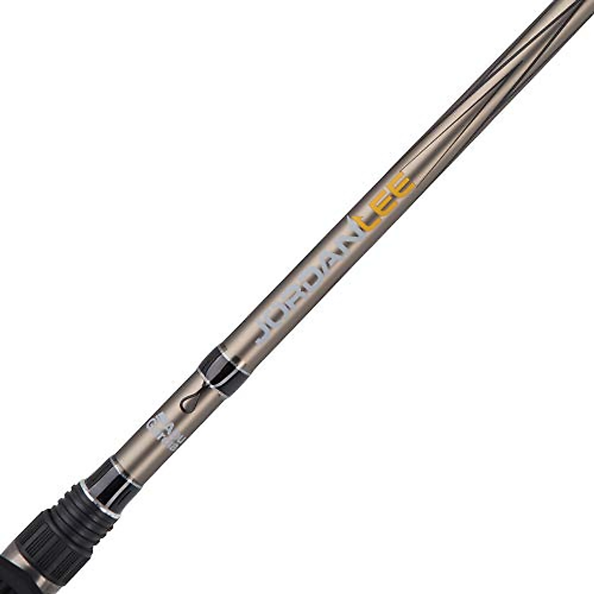 Abu Garcia 7’ Jordan Lee Fishing Rod and Reel Baitcast Combo, 5 +1 Ball Bearings with Lightweight Graphite Frame & Sideplates, Durable Construction,Yellow/Grey