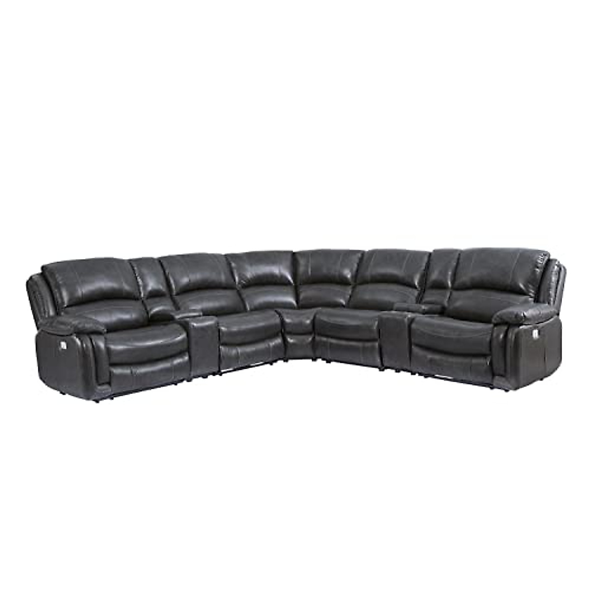 Steve Silver Denver 7 Piece Charcoal Leather Power Reclining Sectional