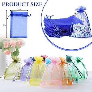 MISSJOJIAY 100Pcs Organza Bags Gift Bags, Senior Gift Bags, 4 x 6 Inch Drawstring Gift Bags, for Festival, Party, Bathroom Soaps, Pouches Gift Bags. (multicolor)