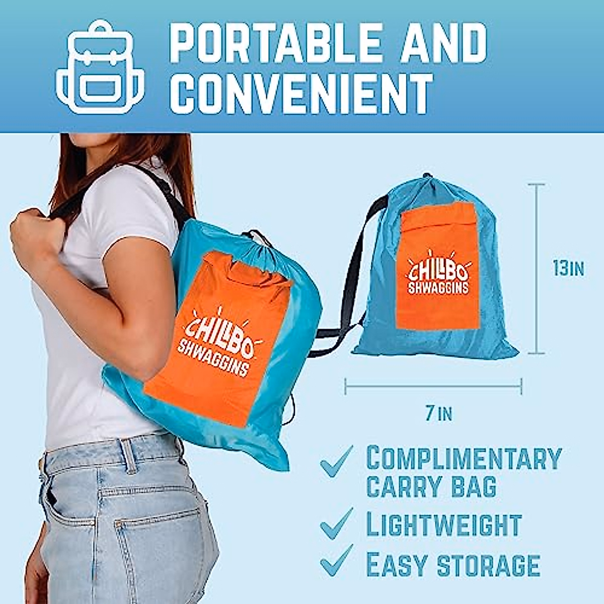 Chillbo Shwaggins Inflatable Couch – Cool Inflatable Chair. Upgrade Your Camping Accessories. Easy Setup is Perfect for Hiking Gear, Beach Chair and Music Festivals. (Cyan + Orange)