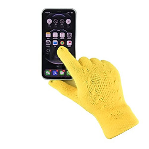 BRUCERIVER Women's Knit Scarf & Glove Set Touchscreen Function Cashmere Feel Cable Design (Lemon Yellow)