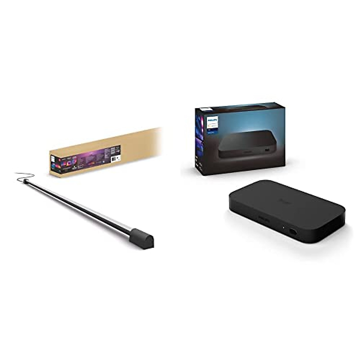 Philips Hue Play Gradient Light Tube, Large, Black & Play HDMI Sync Box to Sync Hue Colored Lights with Music, Movies, and More, HDMI 4K Splitter, 4 HDMI in 1 Out