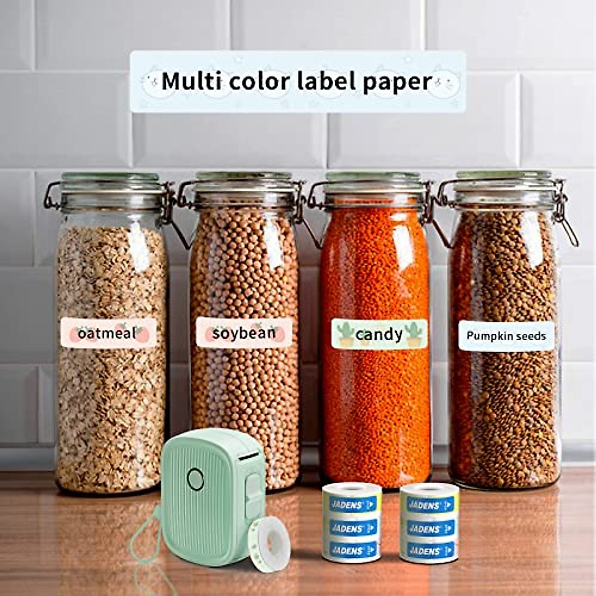 JADENS L12 Label Maker Tape, Continous 0.59inx18.04ft Thermal Laminated Waterproof Self-Adhesive Multipurpose Labeling Tape Replacement, 3 Pack(Patterned), not Compatible with D110