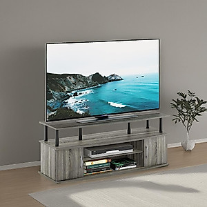 Furinno JAYA Large Entertainment Stand for TV Up to 55 Inch, French Oak Grey/Black