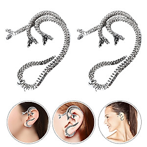 Generic 2pcs Ear Cuff Jewelry Snake Shape Cuff Earring Gothic Climber Earrings Punk Ear Decoration Halloween Novelty Ear Jewelry for Women Men, Silver, 6x5cm (44L0N438AU1209QIV7S)