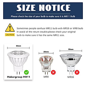 GOHDLAMP MR11 3W LED Bulbs 6-Pack - Warm White 2700K, GU4 Bi-Pin Base, 12V Low Voltage Spotlight, Non-Dimmable, Energy-Efficient Halogen Replacement for Landscape and Track Lighting