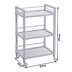 YGCBL Multifunction Portable Hand Trucks,Trolleyserving Trolley Cart MDF Steel Pipe Universal Wheel Groove Fall Prevention Beauty Salon, Load 50 Kg, 3 Colors,White