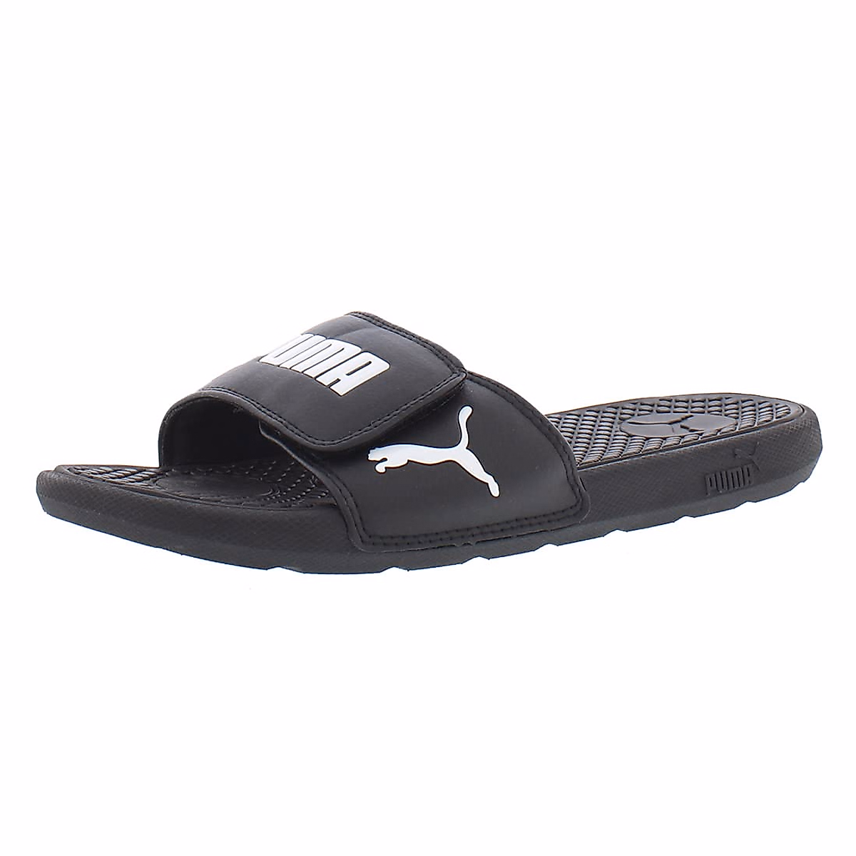 PUMA Women's Cool Cat Hook and Loop Slide Sandal, Black/White, 10 M US